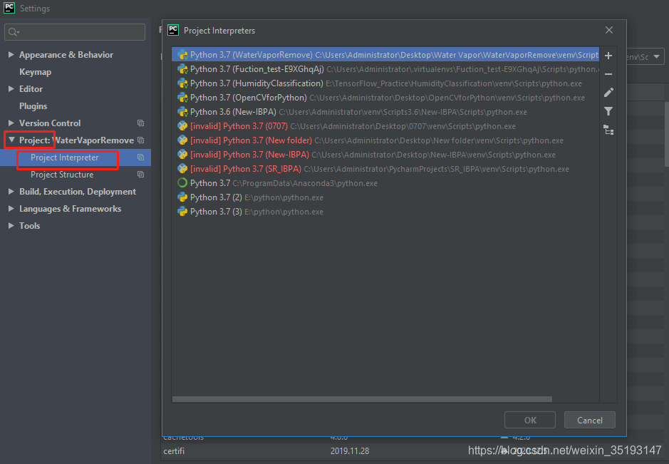  pycharm invalid Interpreter python 